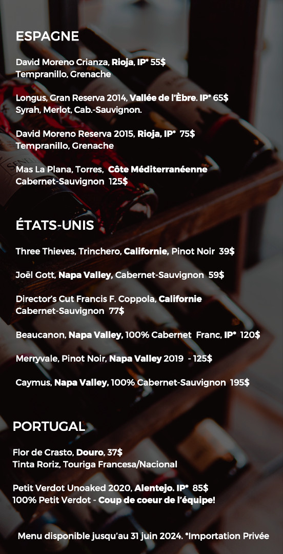 Menus – Restaurant La Chaumière de Joliette